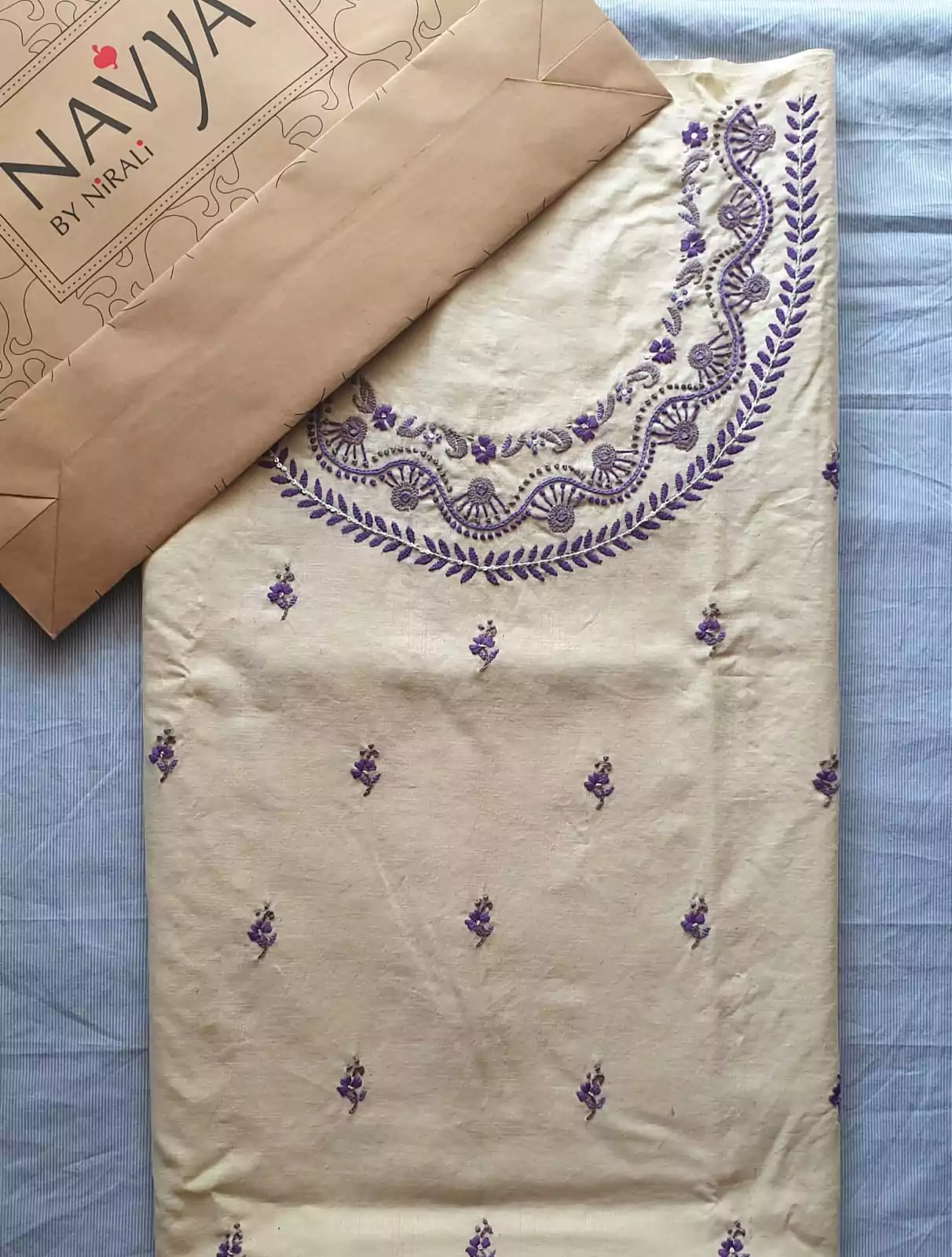 Matka cotton hand embroidery kurti fabric - Navya By Nirali